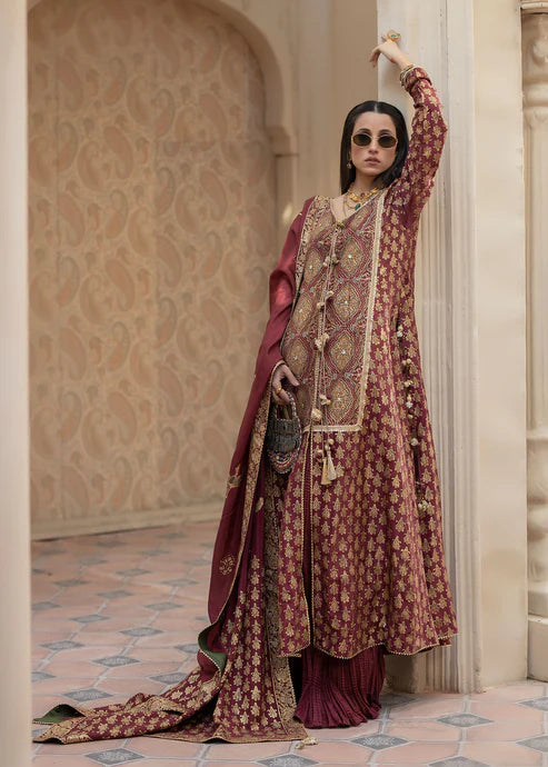 Shiza Hassan | Chap Tilak Luxury Pret | Crimson | House of Ayeza